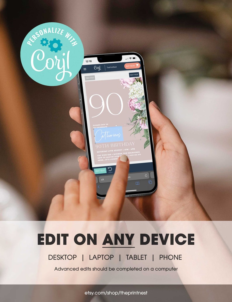 90th Birthday Invitation for Women Feminine 90th Invitation - Etsy