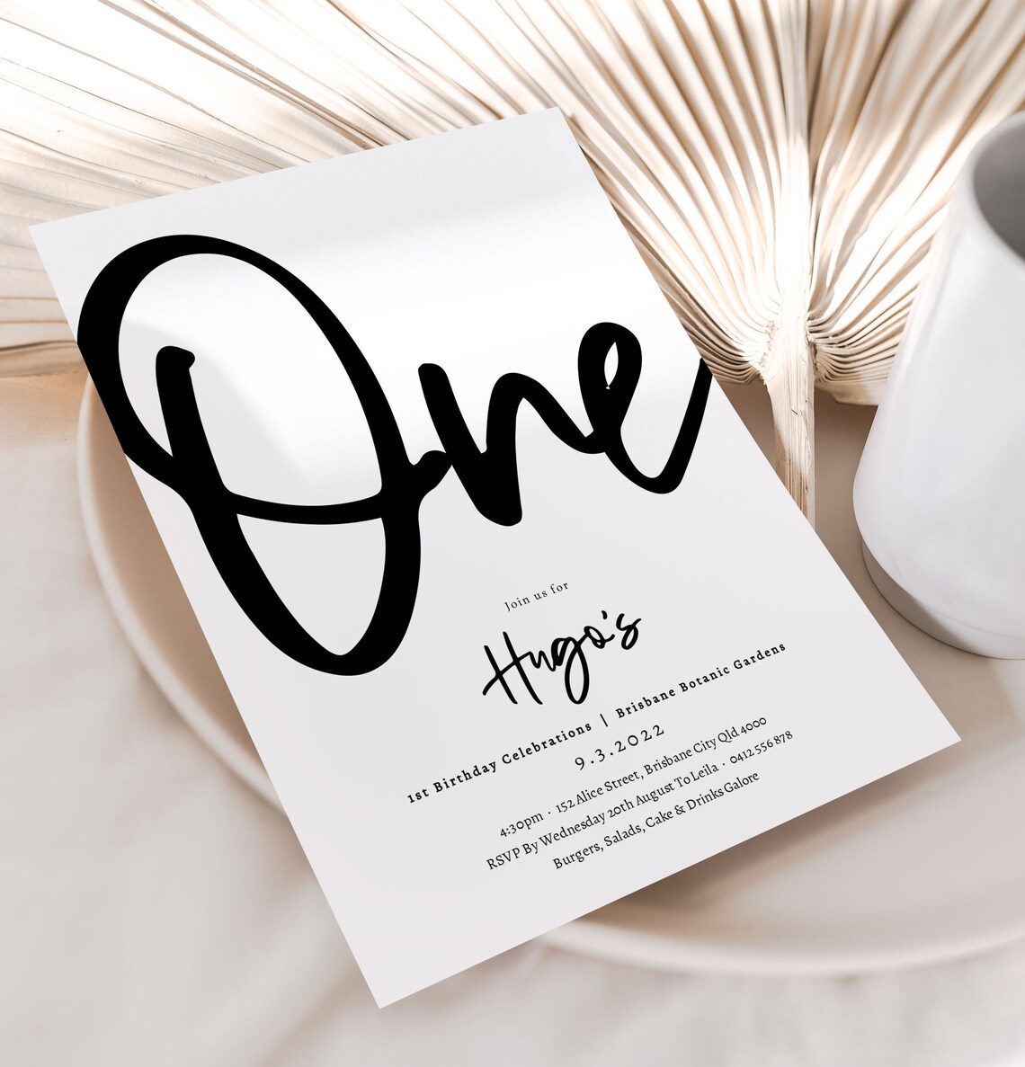 Minimal Boys 1st Birthday Invitation with photo 1st birthday | Etsy