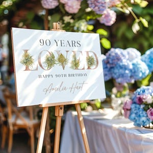 90th Birthday Party Welcome Sign, 90 Years Loved, Rose Gold Birthday ...