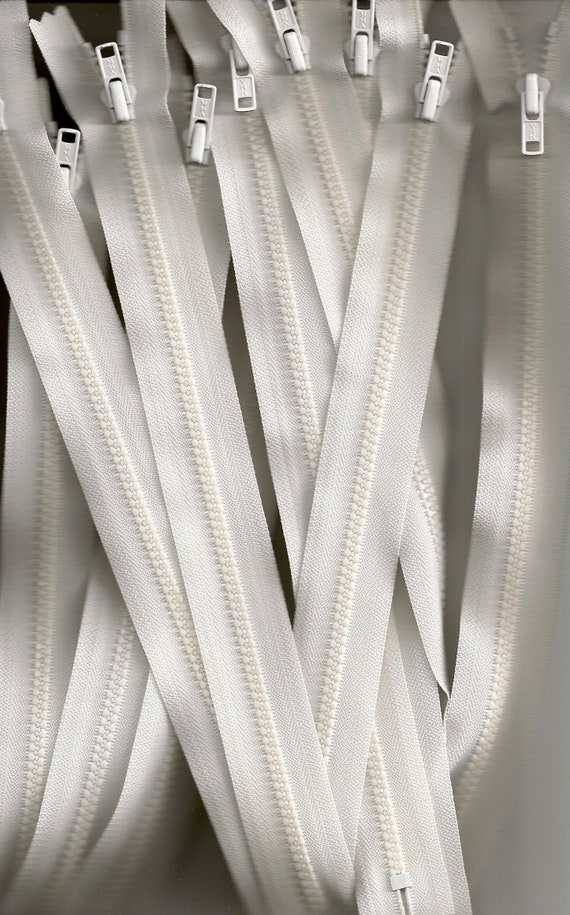 Ten 12 Inch YKK Zippers White - Etsy