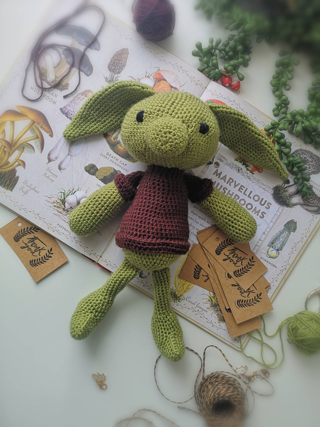 Goblin Toy, Pinch the Green Goblin Amigurumi . Teddy Bear, Natural Kids ...