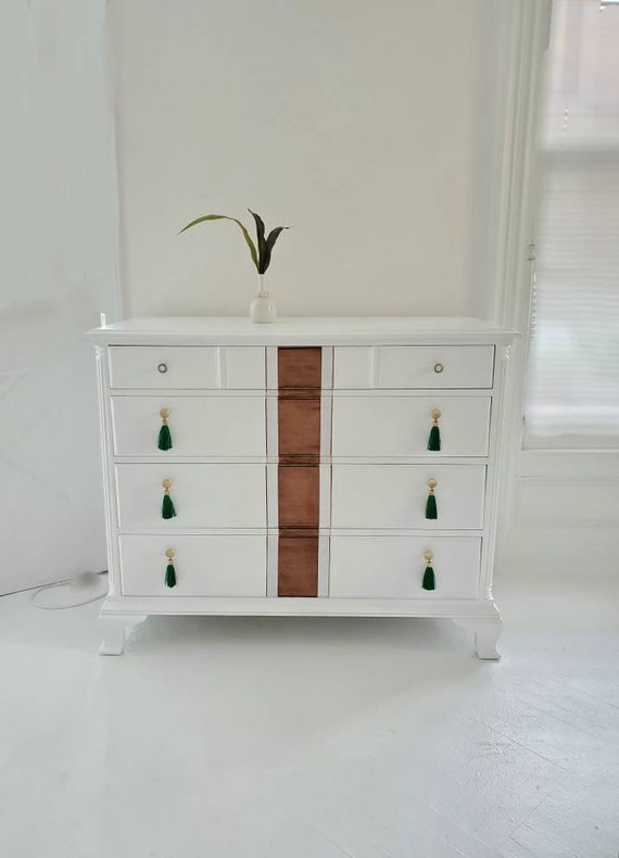 Beautiful Boho Dresser Chest of Drawers Emerald Tassels Vintage Dresser Modern Farmhouse Dresser Nj Nyc Etsy UK