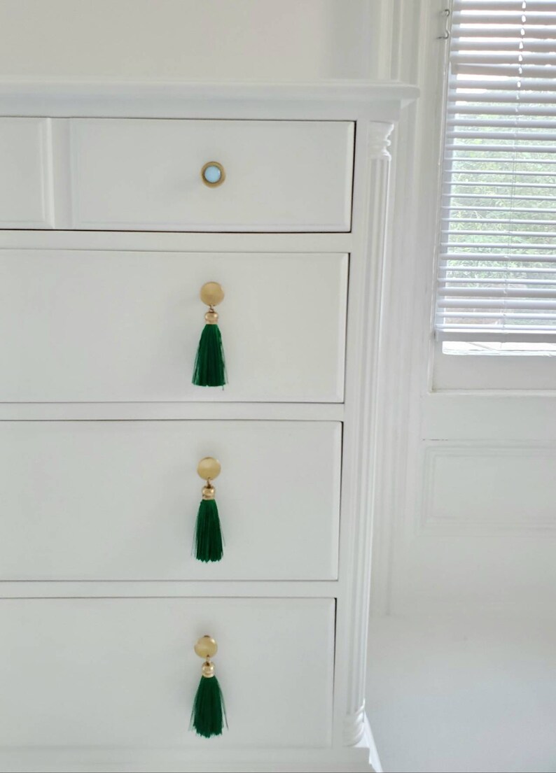 Beautiful Boho Dresser, Chest of Drawers, Emerald Tassels, Vintage ...