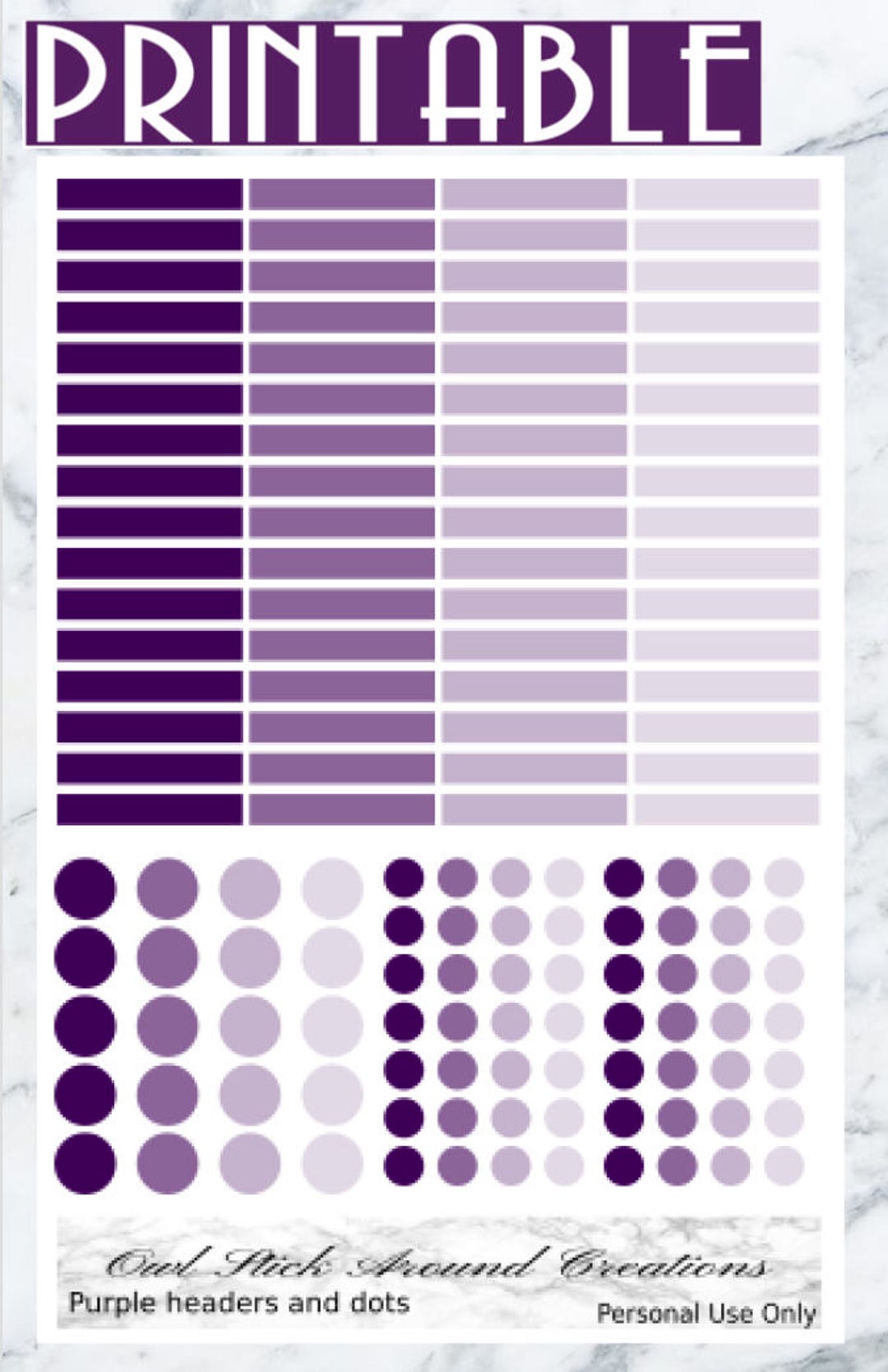 Printable-purple Blank Headers and Dots PDF/PNG/JPG File - Etsy