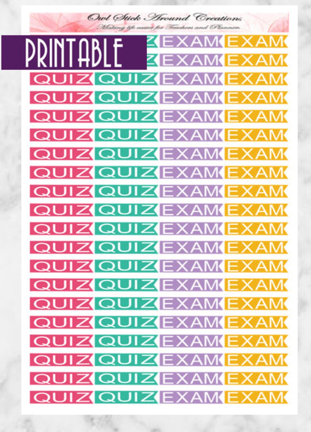 Printable-80 Student Planner Stickers-quiz and Exam - Etsy