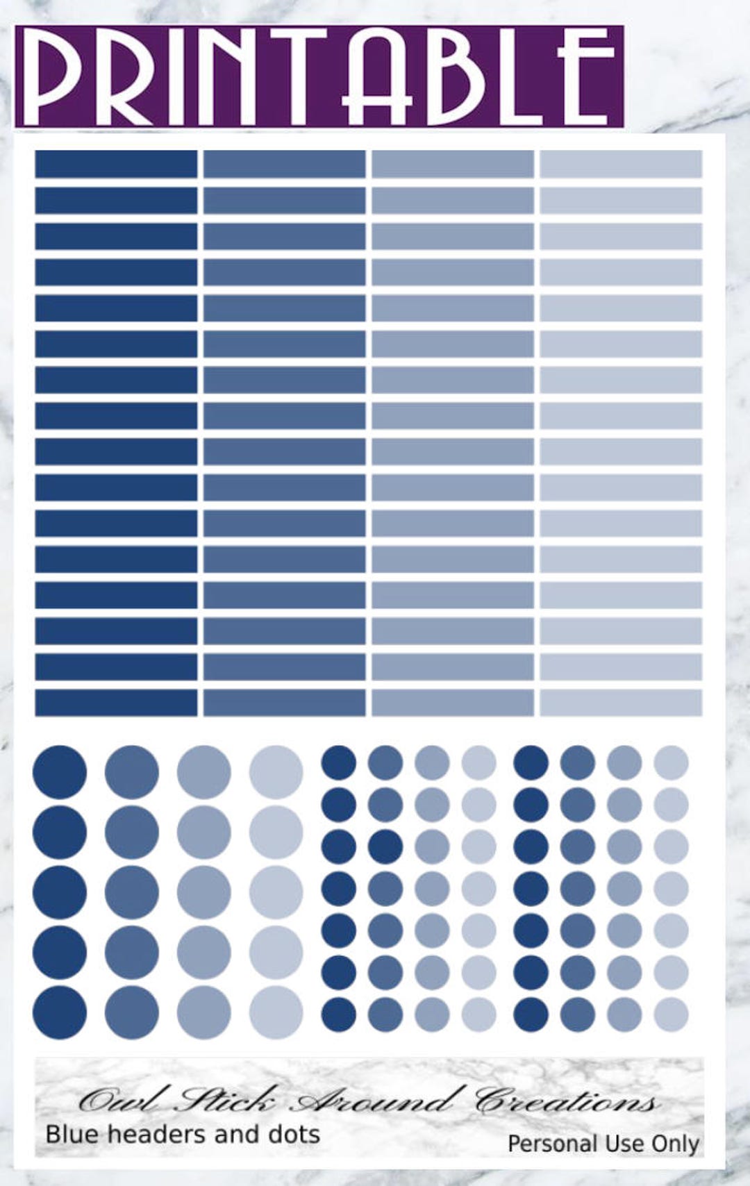 Printable-blue Blank Headers and Dots PDF/PNG/JPG File - Etsy