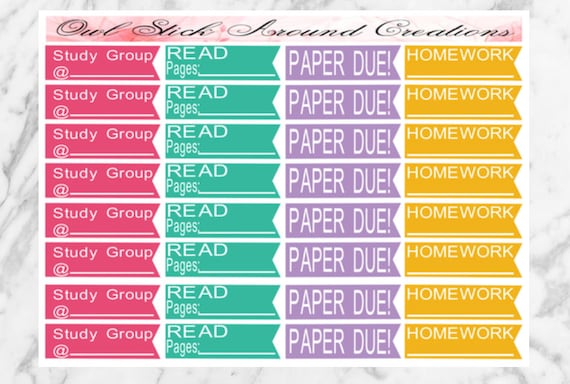 Printable-student Planner Stickers-school/ College Study | Etsy