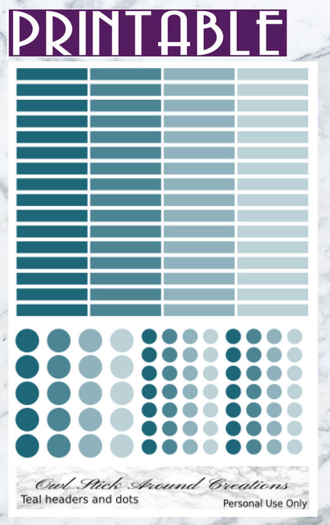 Printable-teal Blank Headers and Dots PDF/PNG/JPG File - Etsy
