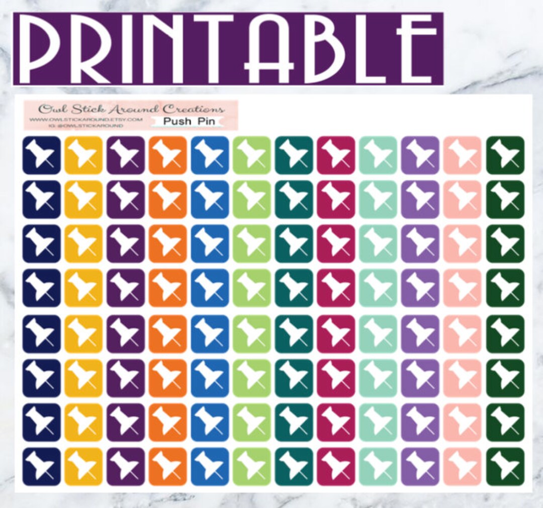 Printable-96 Pushpin Stickers - Etsy