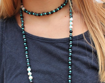 SOLD OUT small beaded double wrap necklace fun colors | Etsy