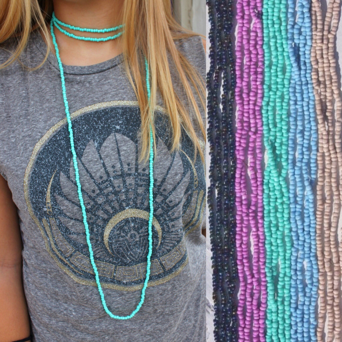 SOLD OUT Small Beaded Double Wrap Necklace Fun Colors - Etsy