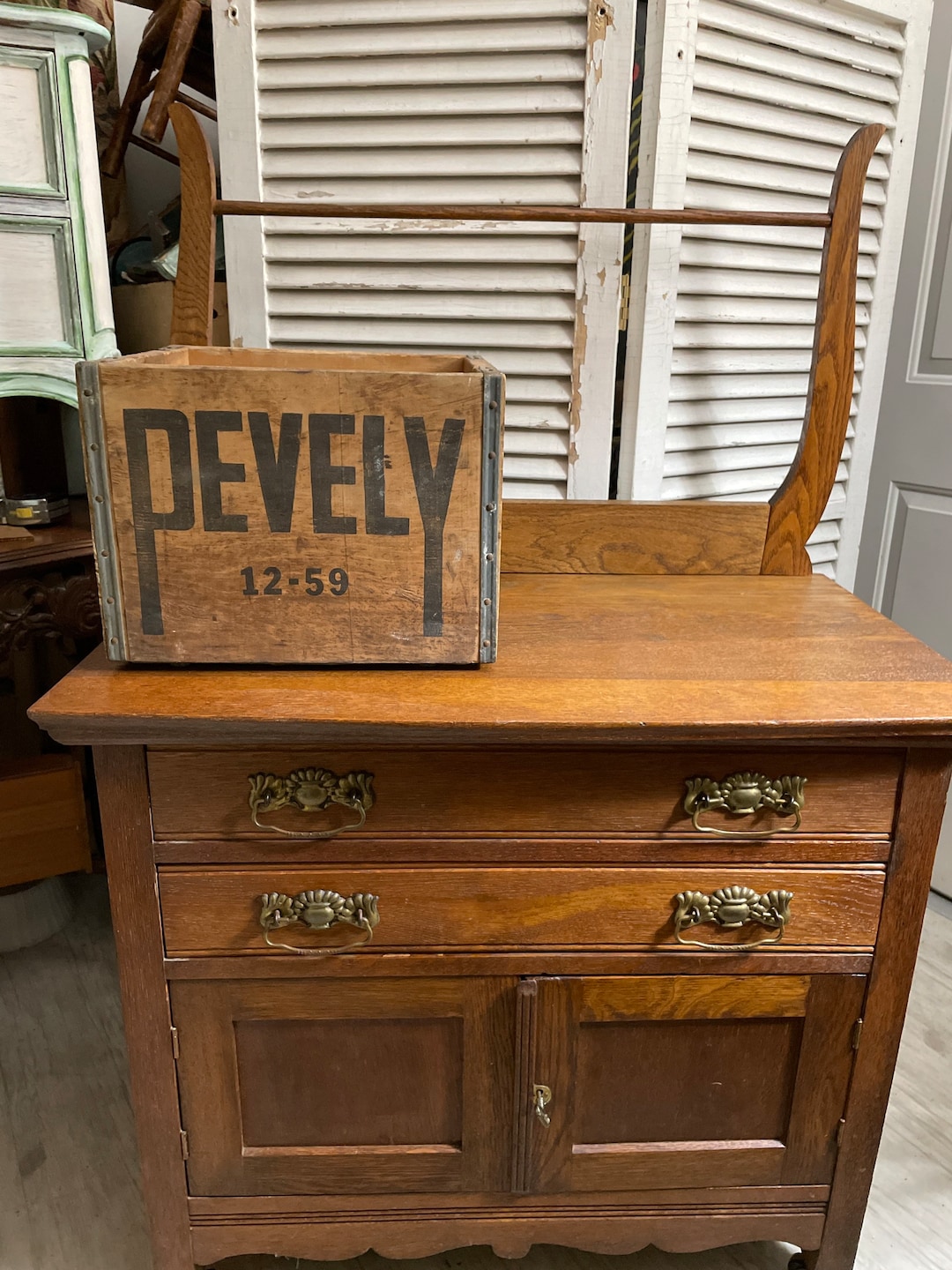 Antique Oak Washstand 1800’s Towel Bar Vanity Bathroom Washroom Sink! #BV - Etsy