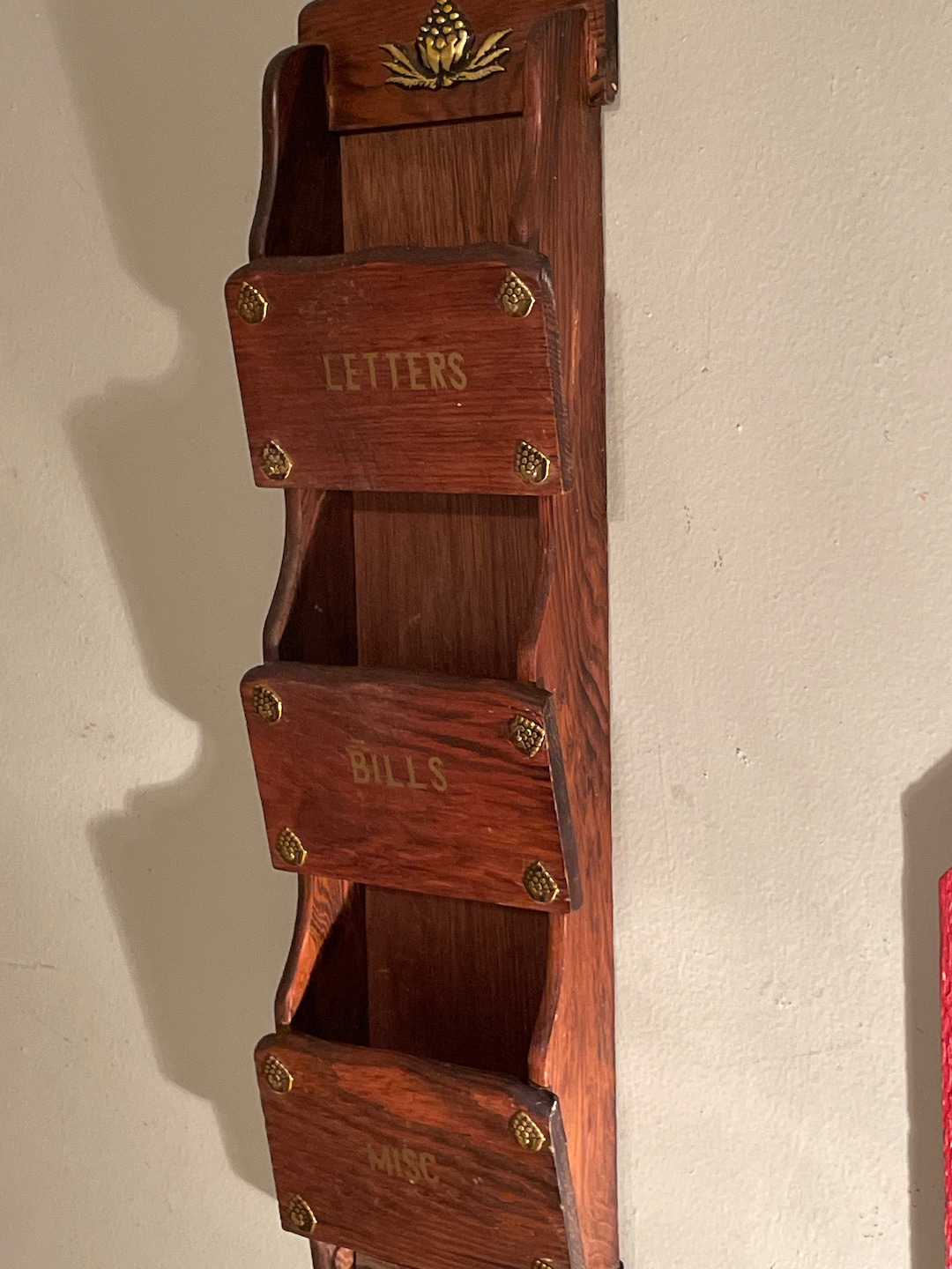 Bill Letter Organizer Oak Wood Wall Shelf BV - Etsy