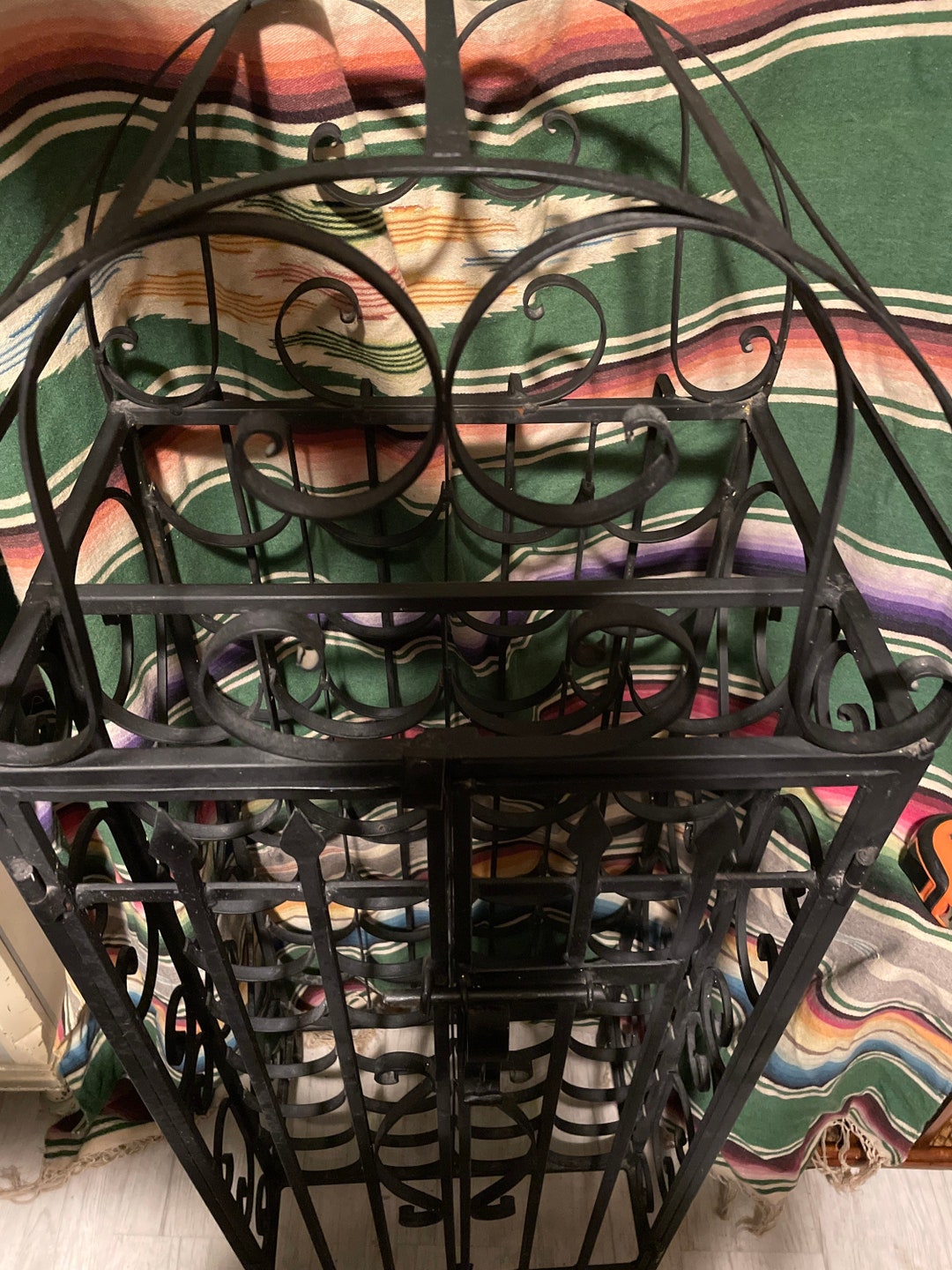 Gothic Spanish Revival Wrought Iron Wine Rack Storage Safe Display 36 ...