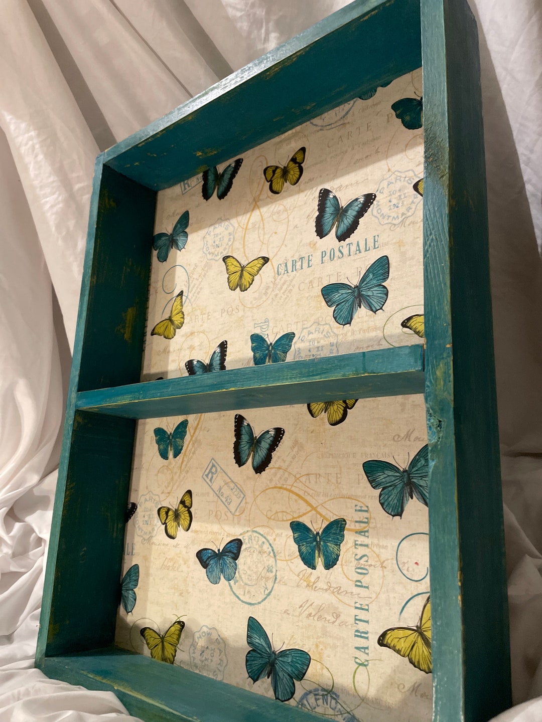 Butterfly Themed Display Shelf, Robins Egg Blue Farmhouse Style - Etsy