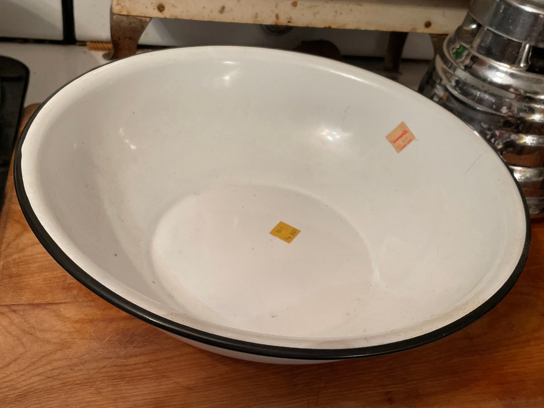 Black White Enamelware Wash Basin NOS Farmhouse Decor BV - Etsy