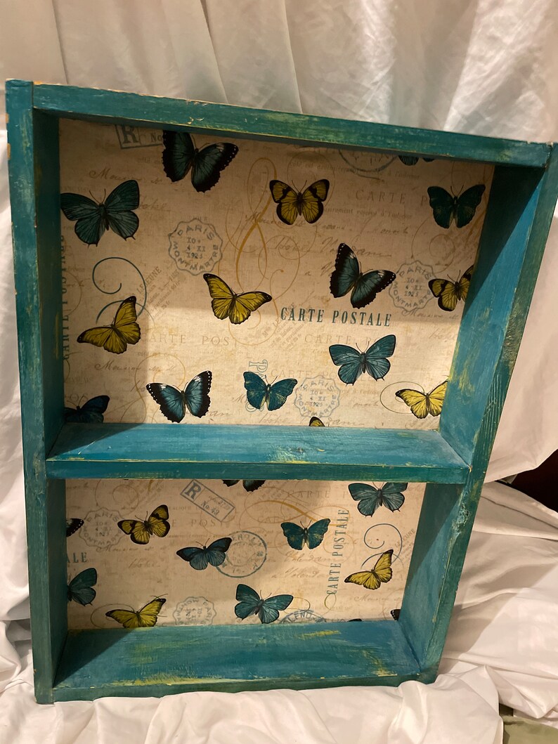 Butterfly Themed Display Shelf, Robins Egg Blue Farmhouse Style - Etsy