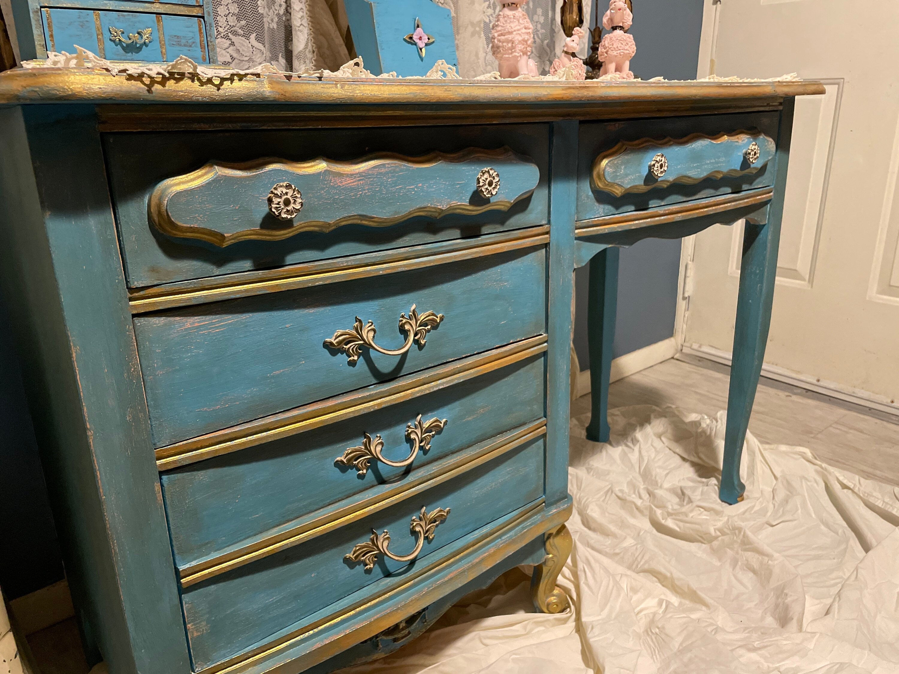 French Provincial Antique French Parisian Vanity Desk Hand - Etsy