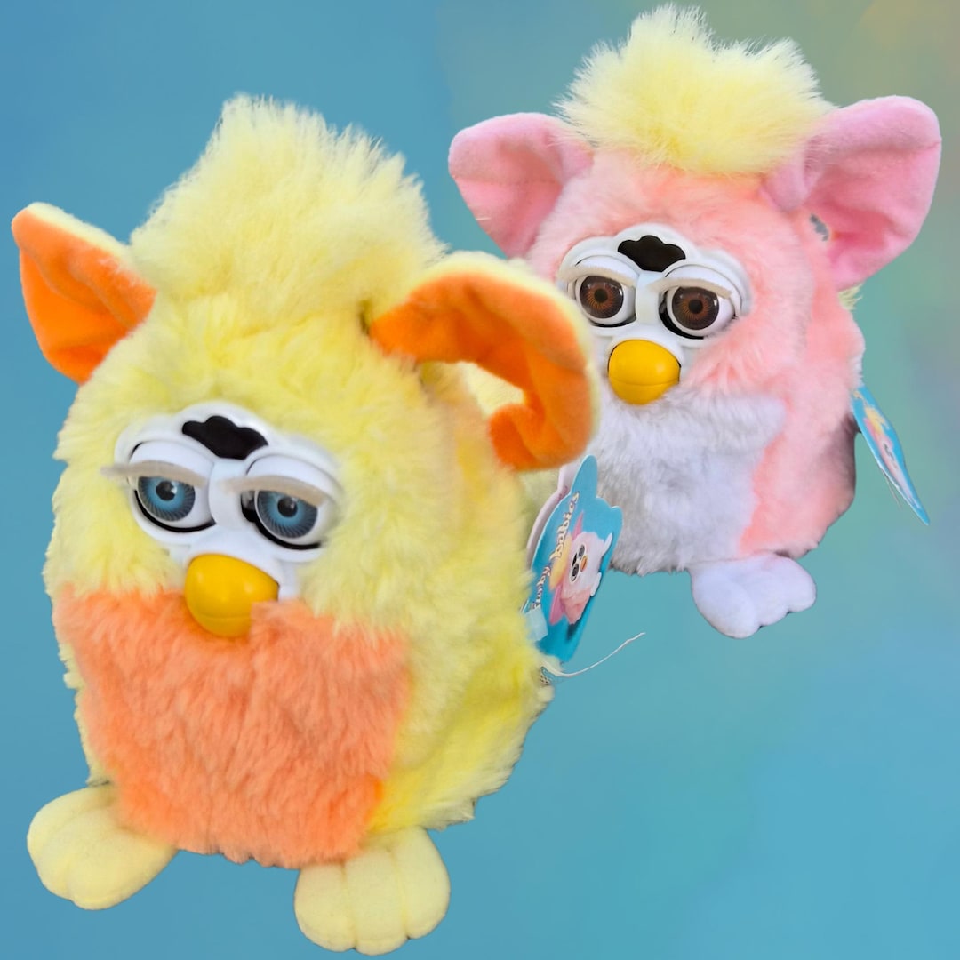 Twin Furby Babies (1999) — Pastel Yellow & Pastel Pink — DISPLAY ONLY ...