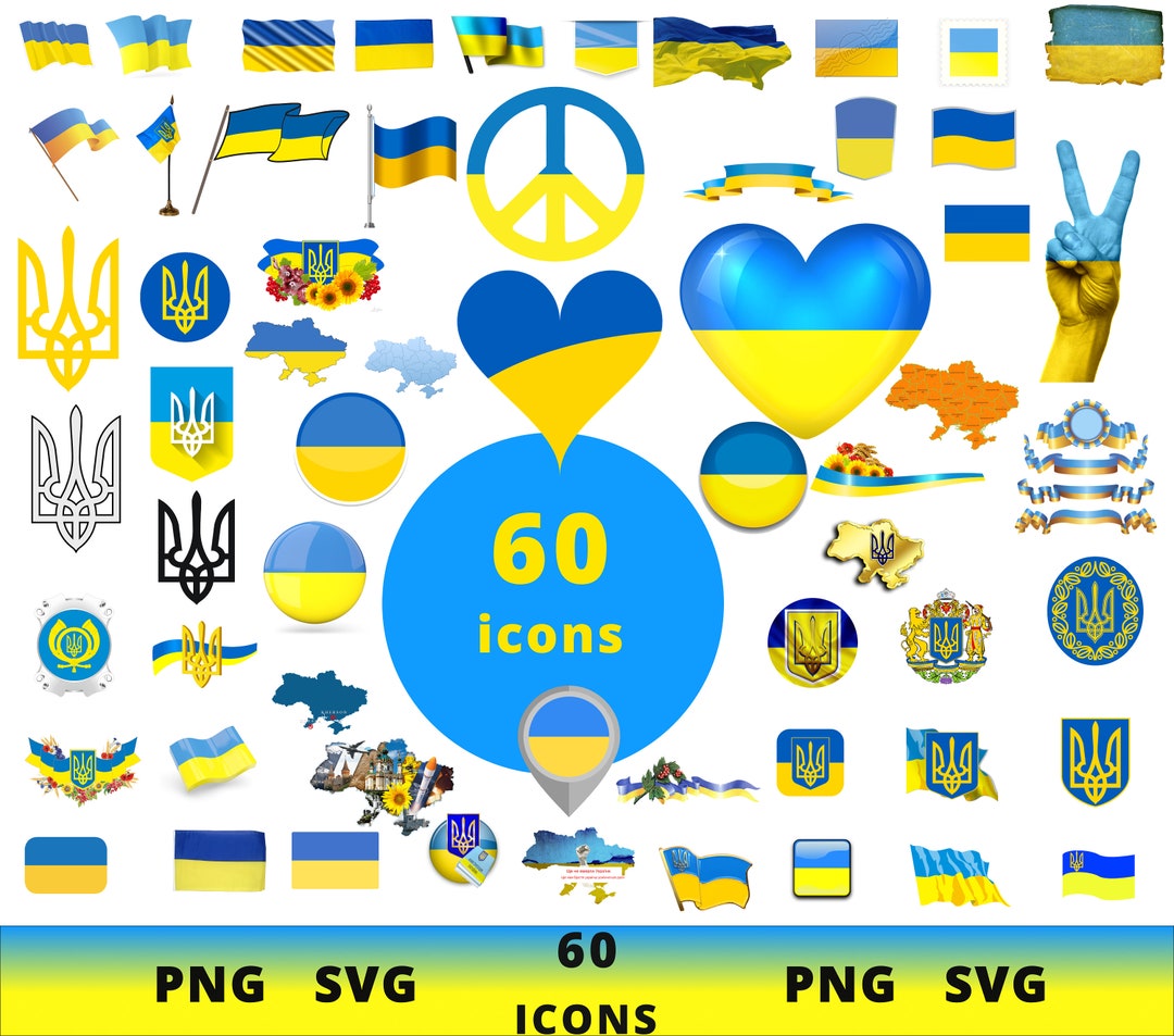 60 Ukrainian Signs.state Symbols of Ukraine. Flag. Coat of Arms . Fight ...