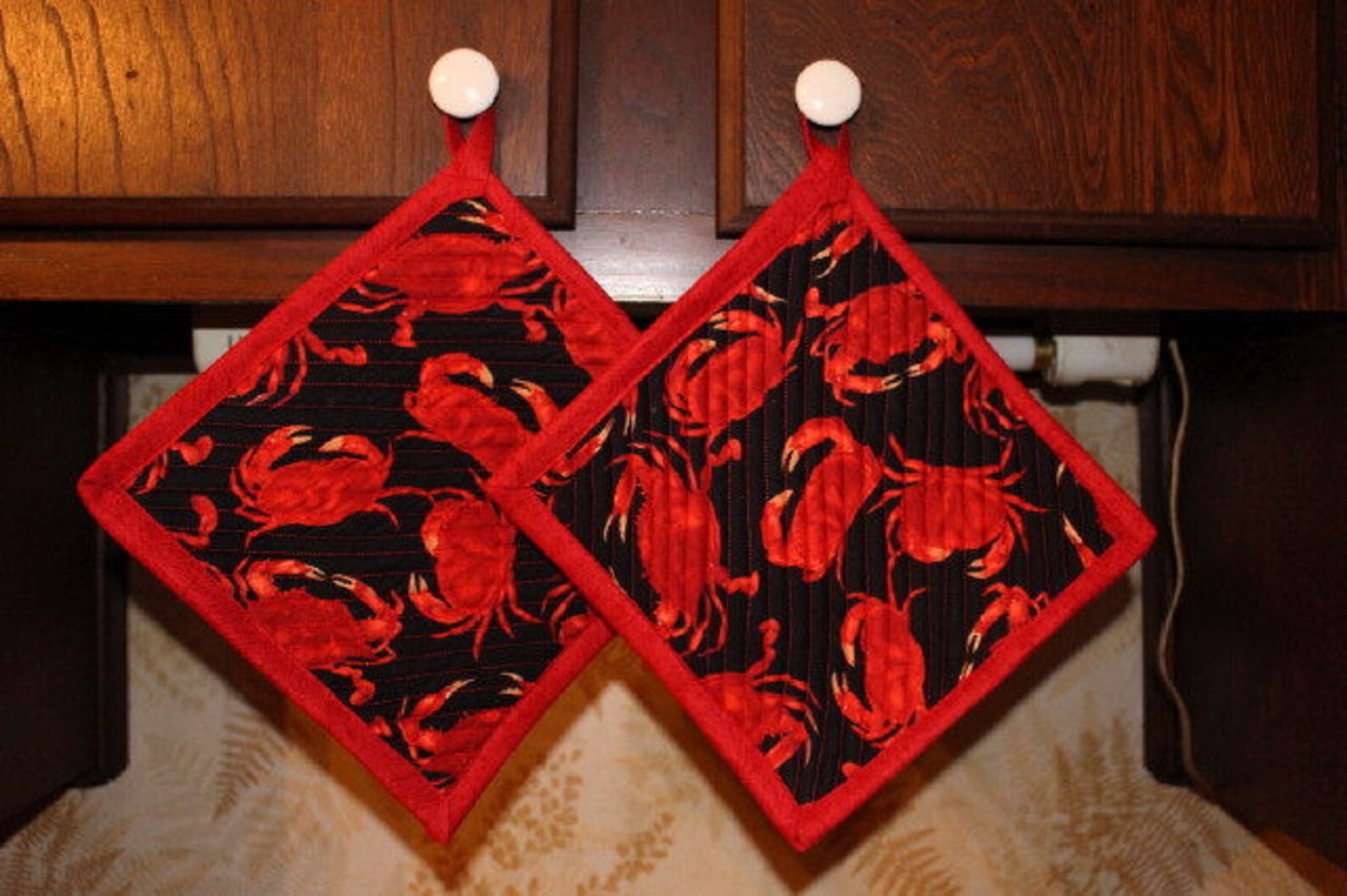 Pair 2 Oversized Handcrafted Quilted Potholders Hotpads Trivets,tasty ...