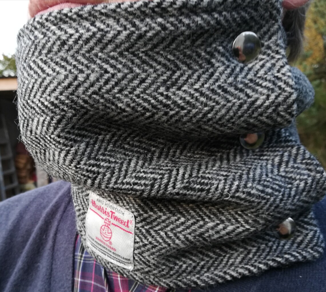HARRIS TWEED Fleece Lined Neck Warmer Cowl - - Etsy