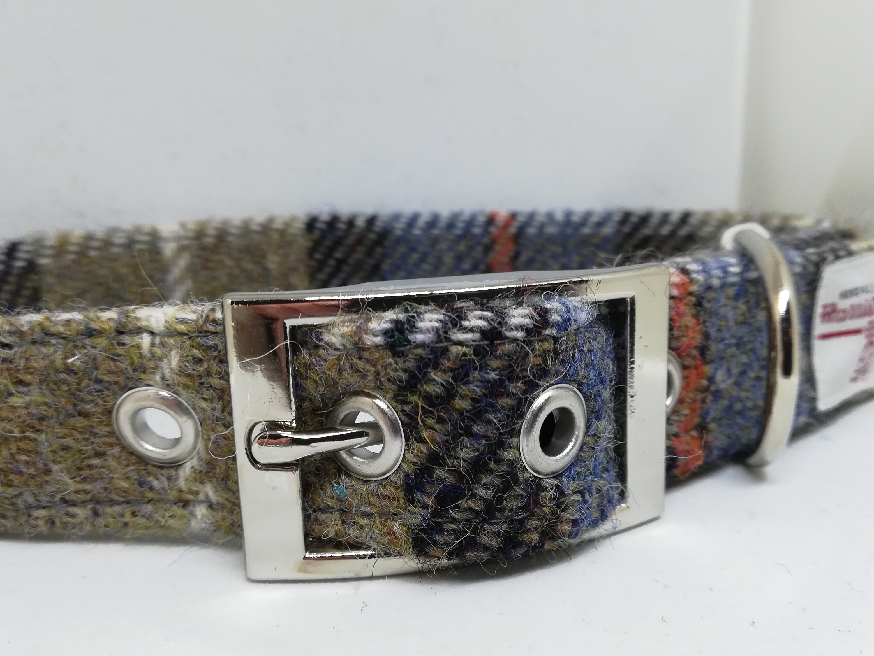 HARRIS TWEED Dog Collar and Detachable Bow Tie Set -blue and Beige ...