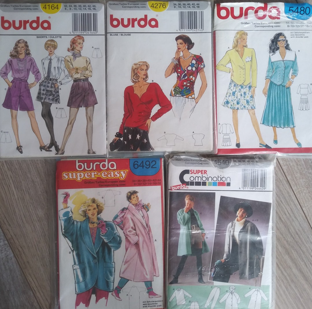 5 Burda Sewing Patterns 4164/4276/4640/5480/6492 SIZES:6-18 shorts ...