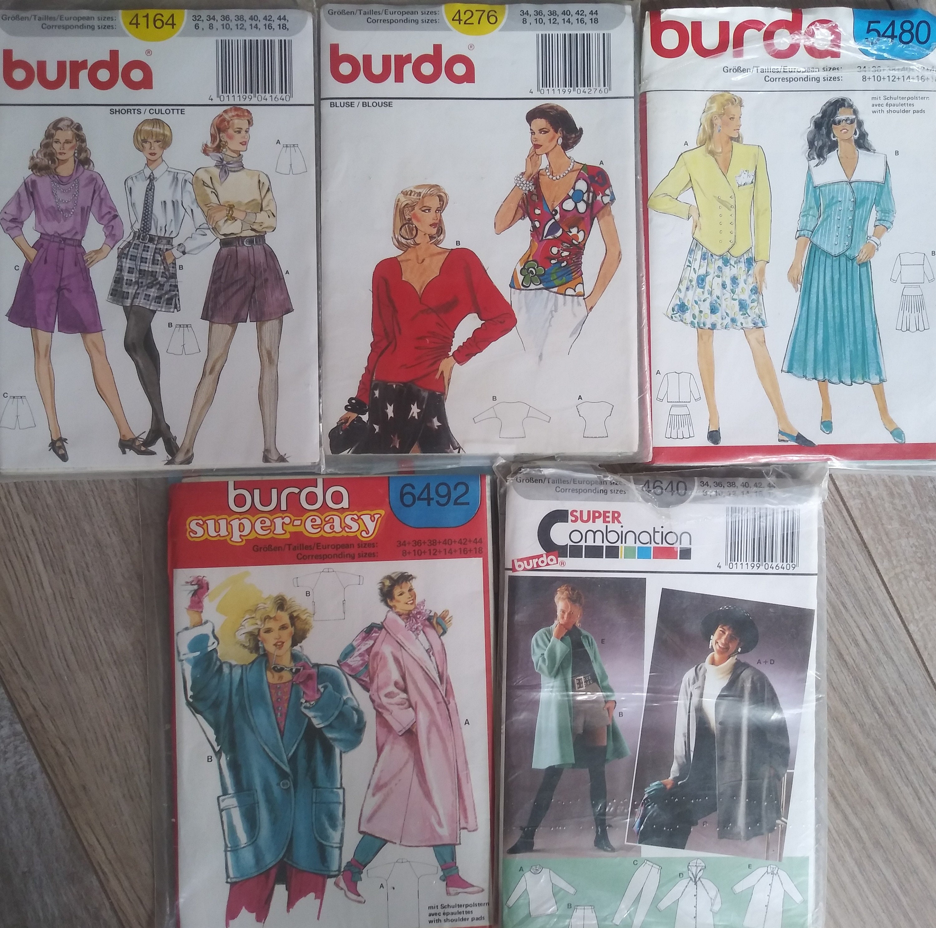 5 Burda Sewing Patterns 4164/4276/4640/5480/6492 SIZES:6-18 shorts ...