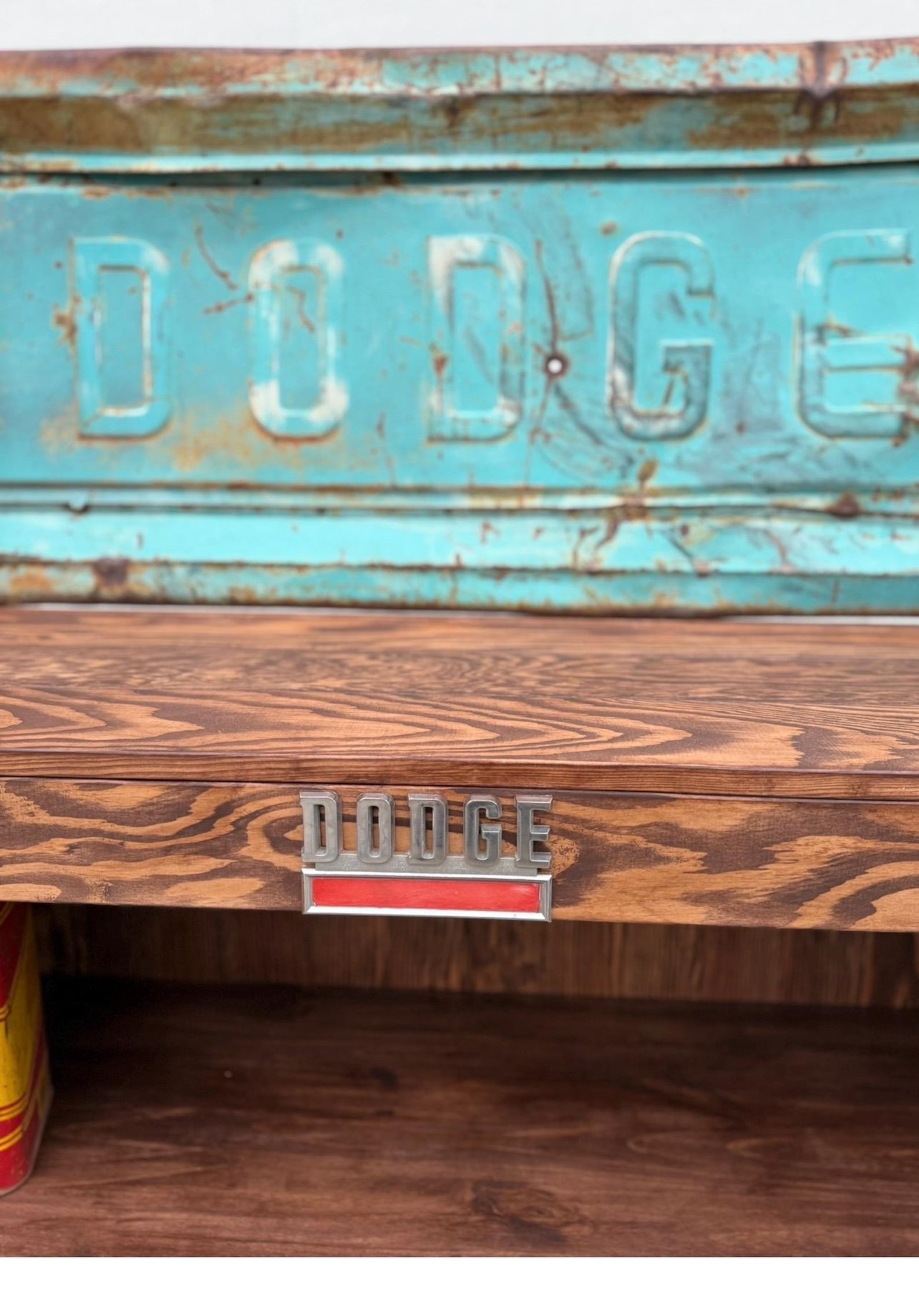 Rustic Dodge Tailgate Bench & Side Table - Etsy