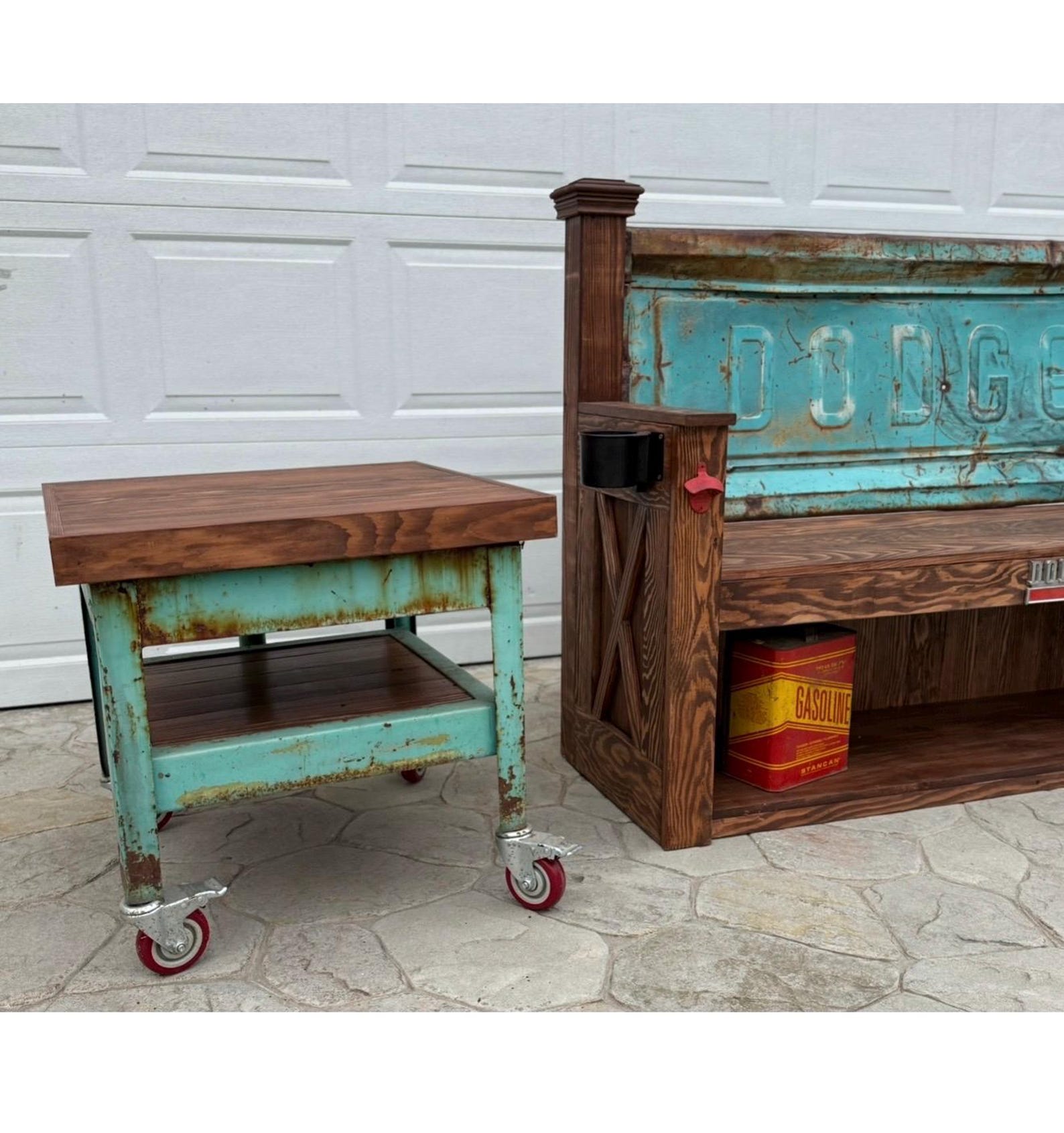 Rustic Dodge Tailgate Bench & Side Table - Etsy