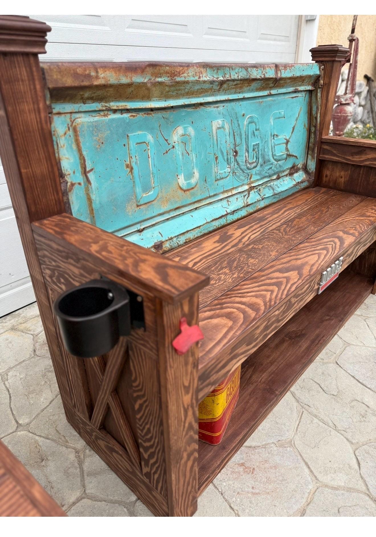 Rustic Dodge Tailgate Bench & Side Table - Etsy