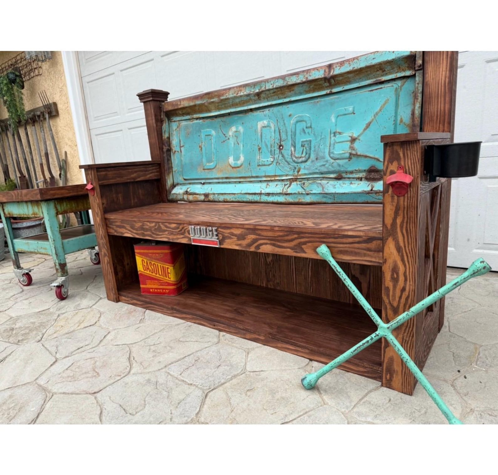 Rustic Dodge Tailgate Bench & Side Table - Etsy