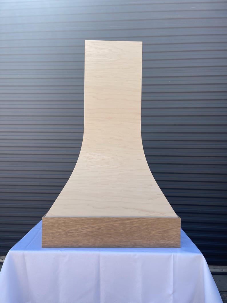 Unfinished Wood Range Hood Curved Front With White Oak Apron - Etsy