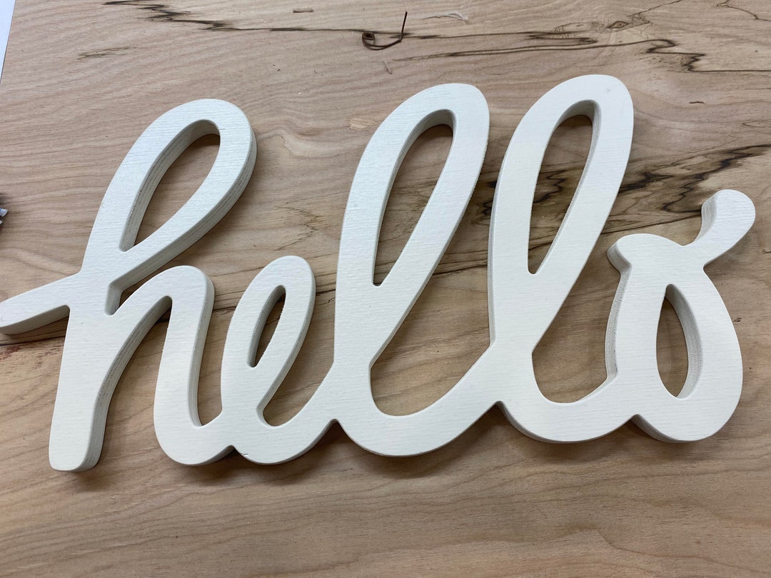 Wood Hello Sign Decor Self Standing Perfect for the Home Display on a ...