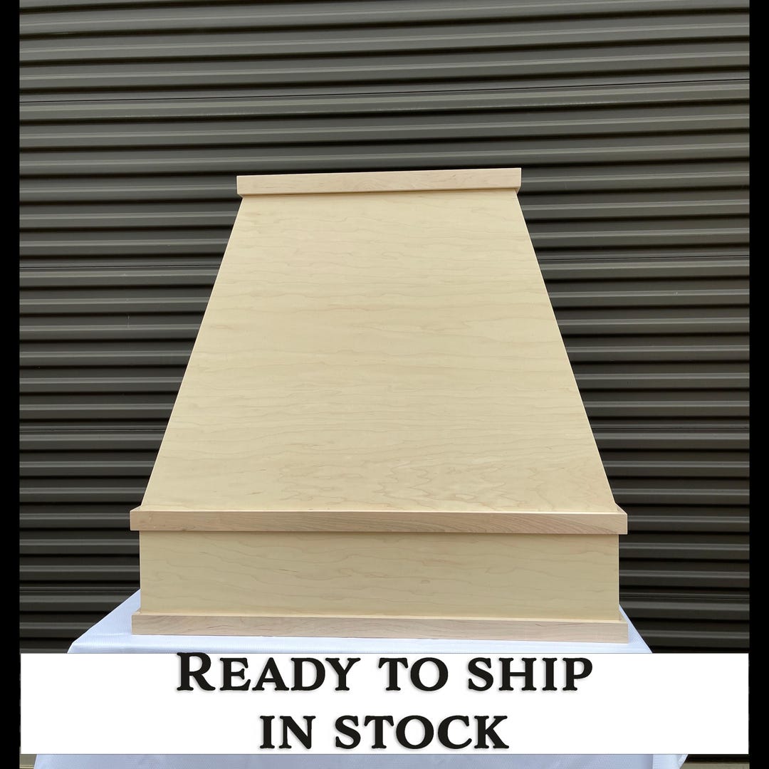 Unfinished Wood Range Hood Curved Front With Decorative Molding - Solid ...