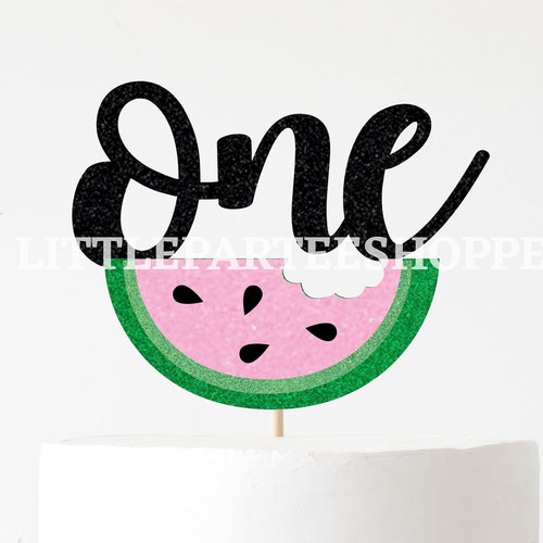 Pink Watermelon Birthday Cupcake Toppers One in a Melon - Etsy