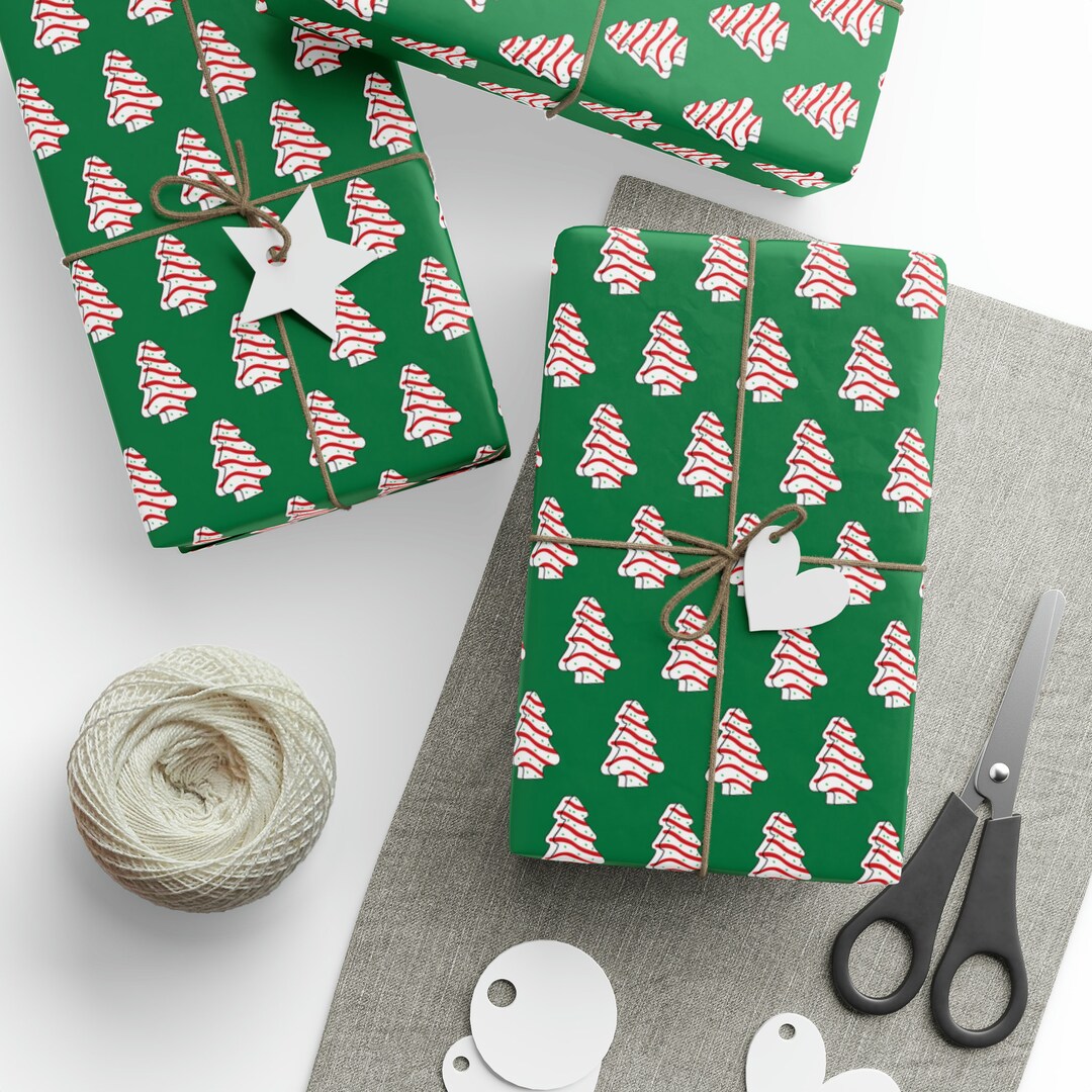 Christmas Tree Cake Wrapping Paper Festive Animal Lover Gift Wrap ...