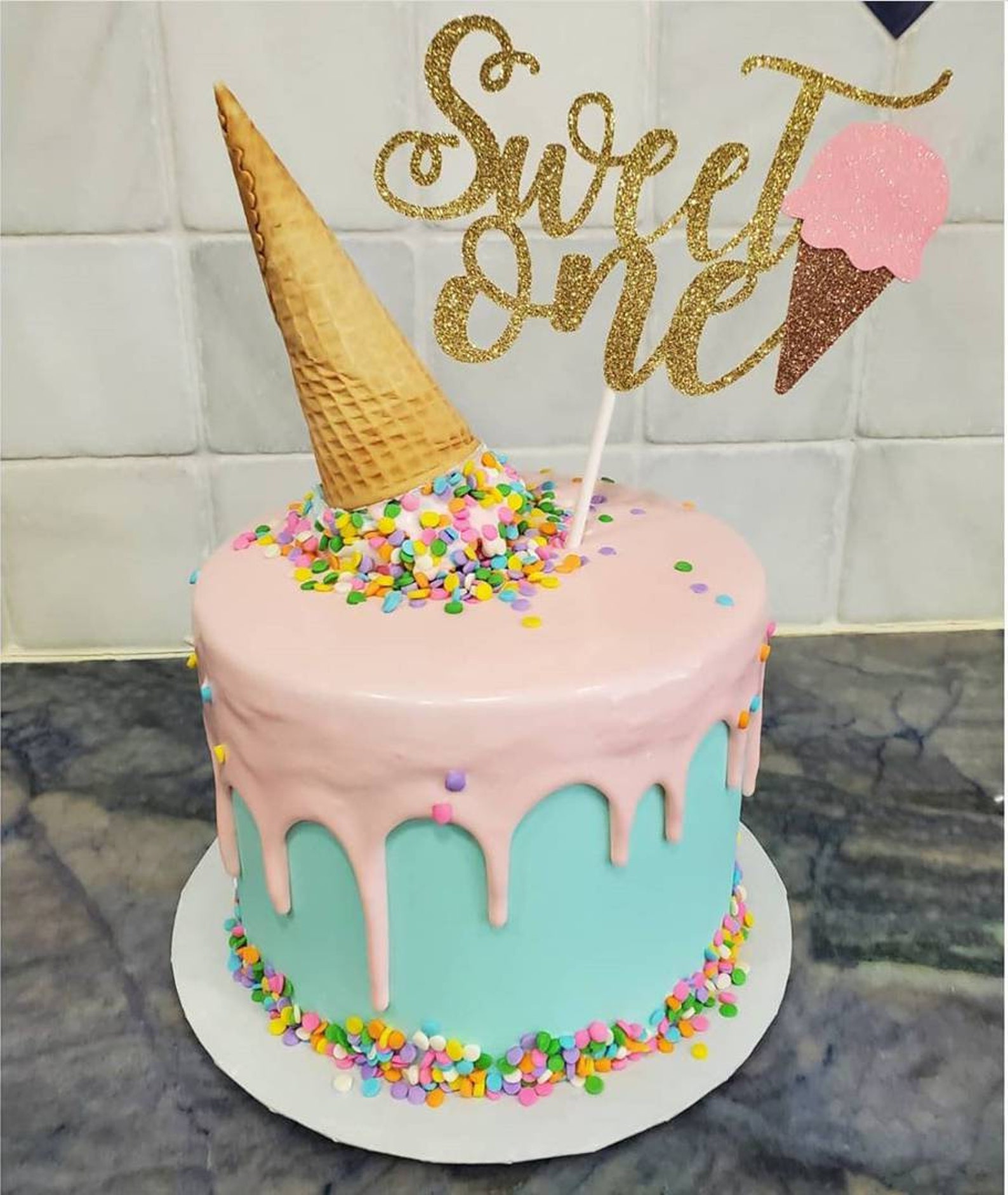 Sweet One Cake Topper Ice Cream Birthday Party Decorations - Etsy