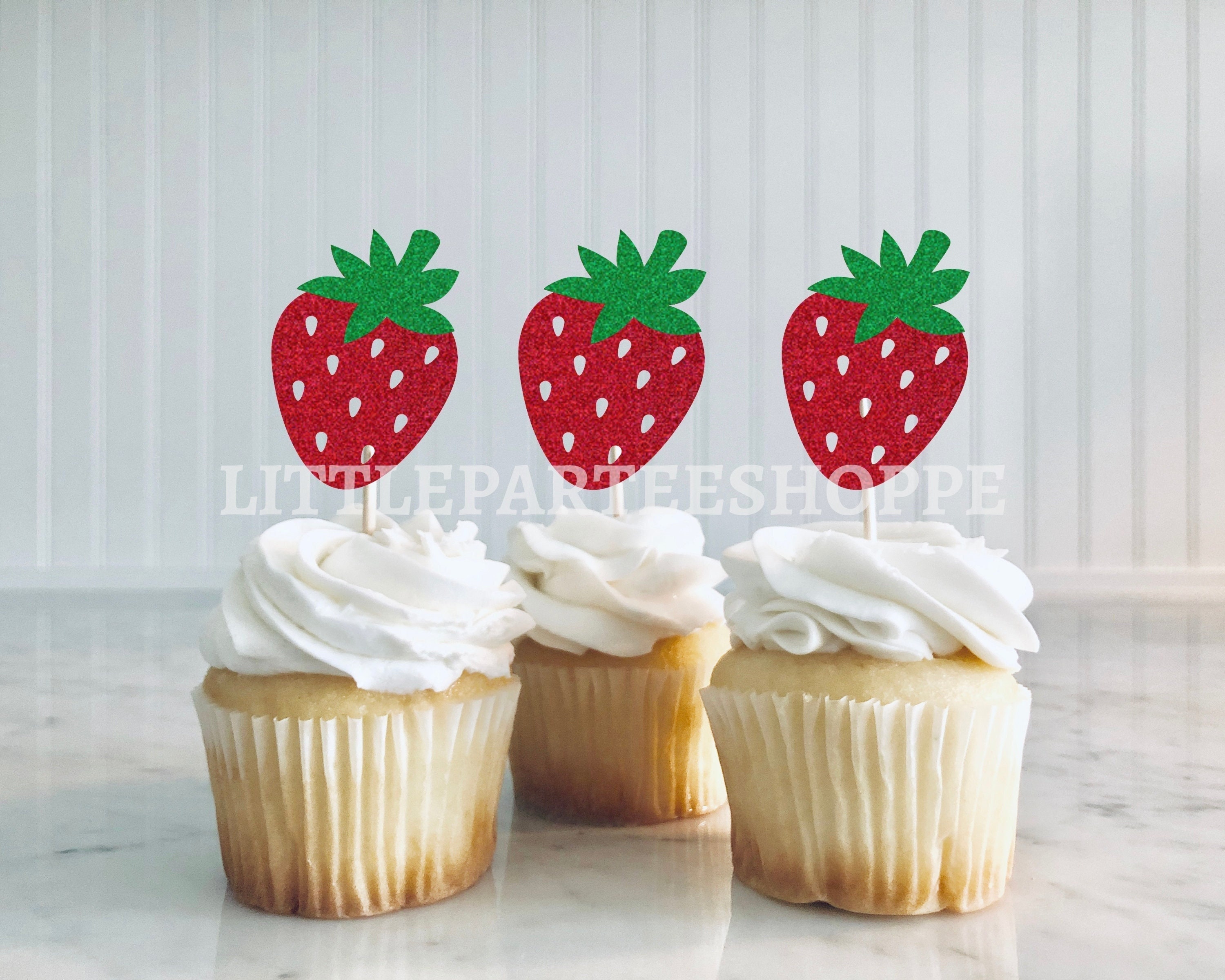 Strawberry Cupcake Toppers Sweet One Birthday Party - Etsy