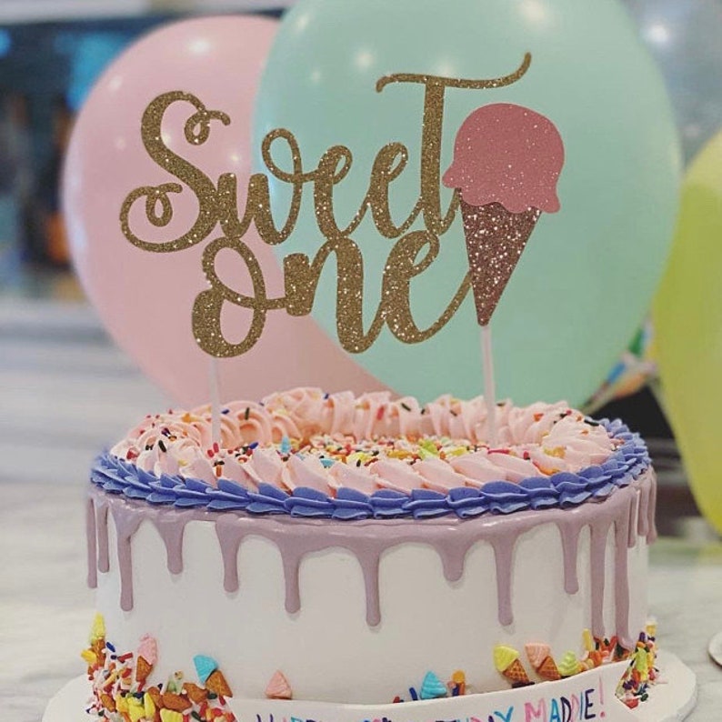 Sweet One Cake Topper Ice Cream Birthday Party Decorations - Etsy