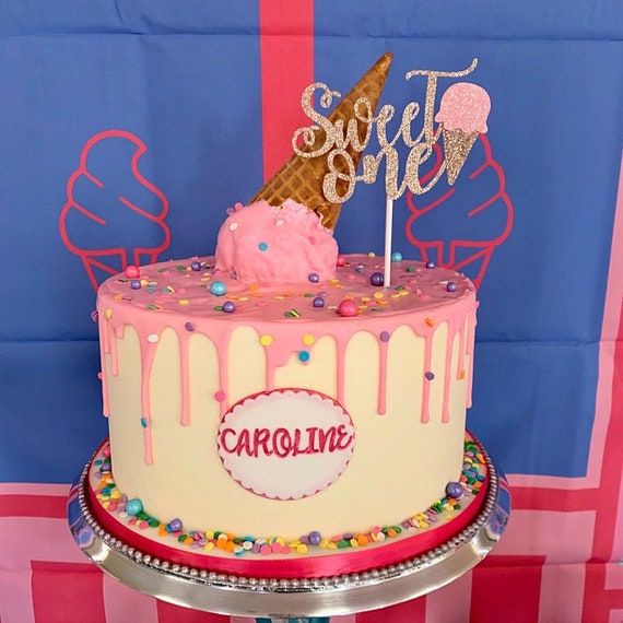 One Ice Cream Cake Topper Sweet One Cake Topper Sweet One Birthday ...