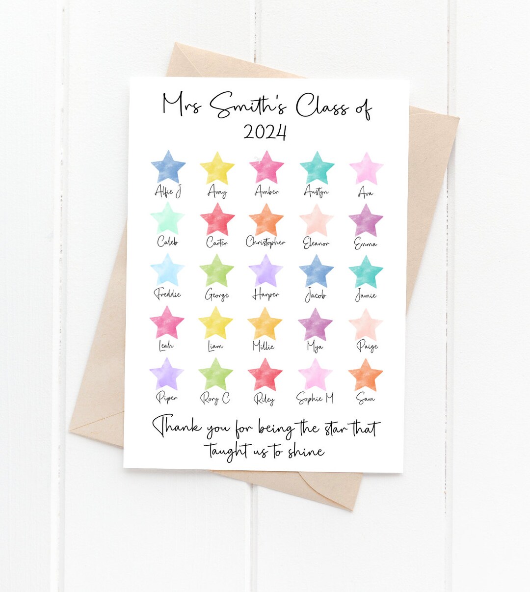 Personalised Thank You Teacher Class Card, Thank You Teacher Card ...