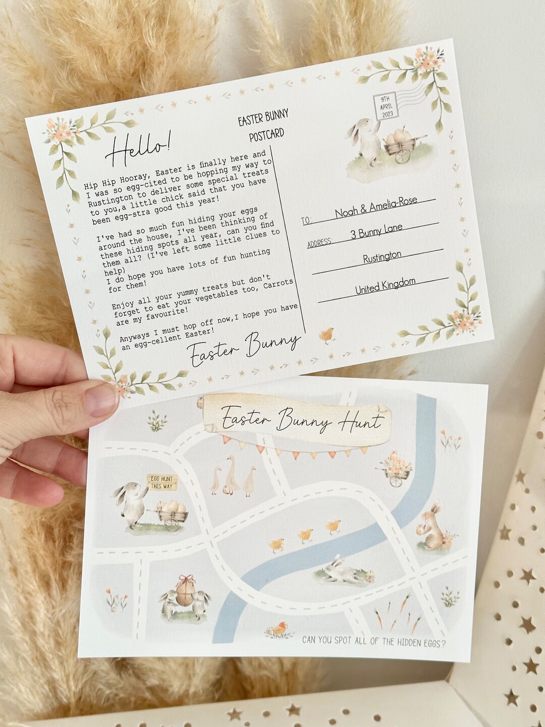 Easter Bunny Arrival Postcard and Map Set, Personalised Easter, Easter, Easter Bunny, Easter ...