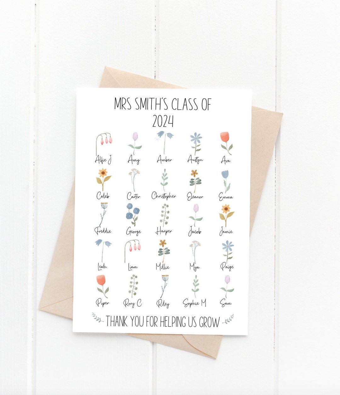 Personalised Teacher Card, Class Card, End of Term Gift, Teacher Gift ...
