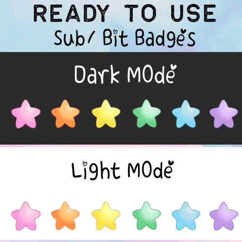 Twitch Sub Badges Pastel Star / Rainbow / Bit Badges / Emote | Etsy