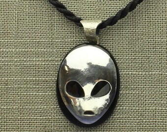 Sterling Silver Alien Pendant Black Onyx Eyes Custom Handmade - Etsy