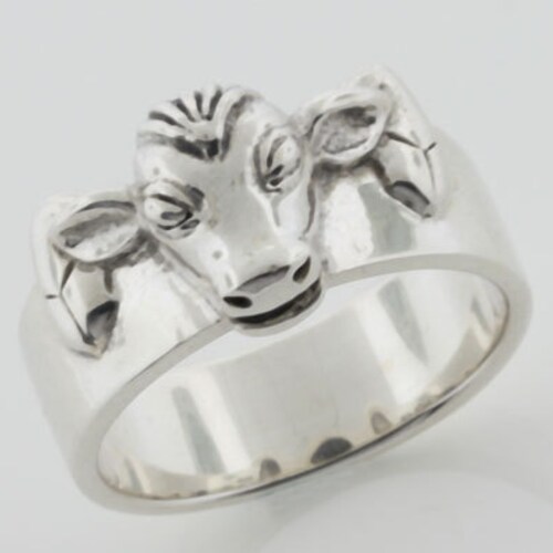 Sterling Silver Cow Ring - Etsy