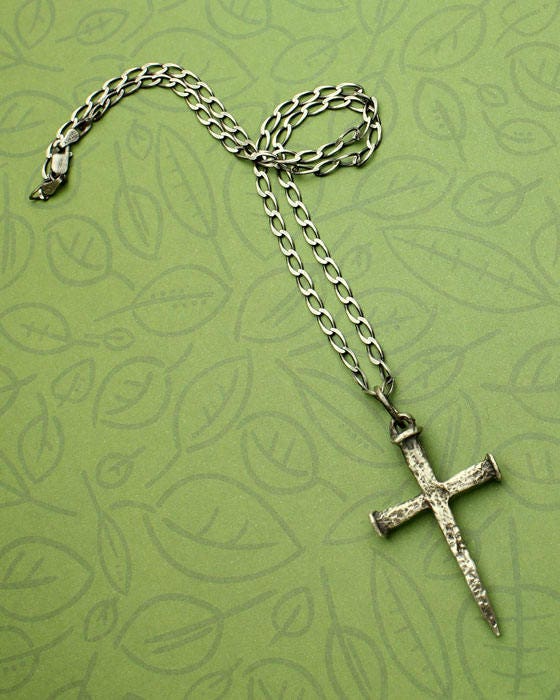Rugged Cross Necklace Cross Pendant in Solid Sterling with 18 | Etsy
