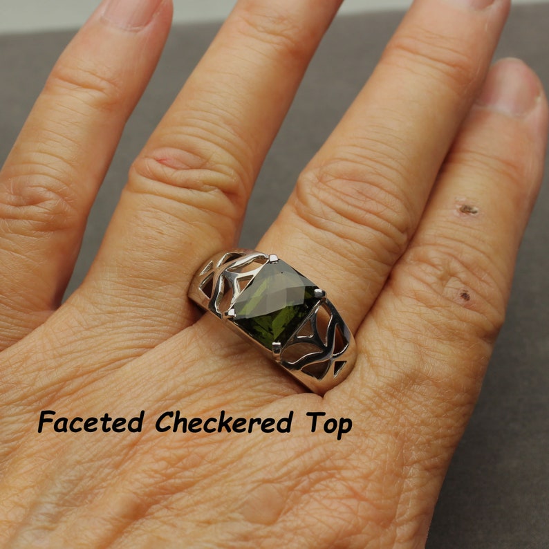 Mens Moldavite Ring Genuine Green Tektite Sterling Silver | Etsy